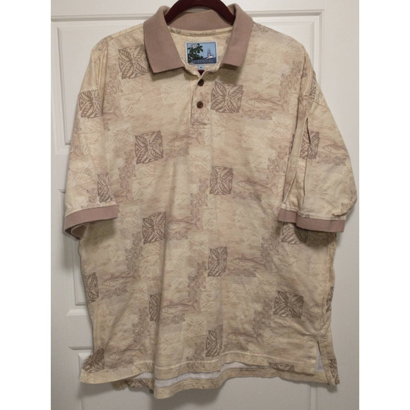 AFTCO | Shirts | Aftco Bluewater Yellow Fin Tuna Polo Mens Medium Brown ...